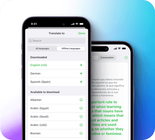 Offline Translator App Features - iTranslate